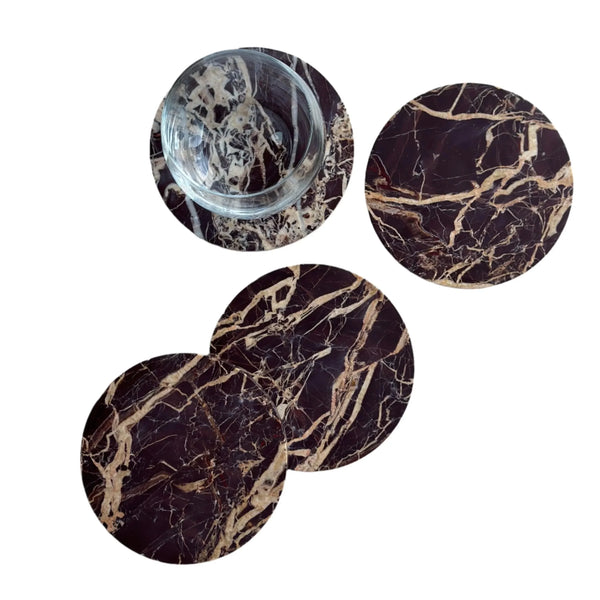 Marble Oversized Coaster Set in Cherry Gold