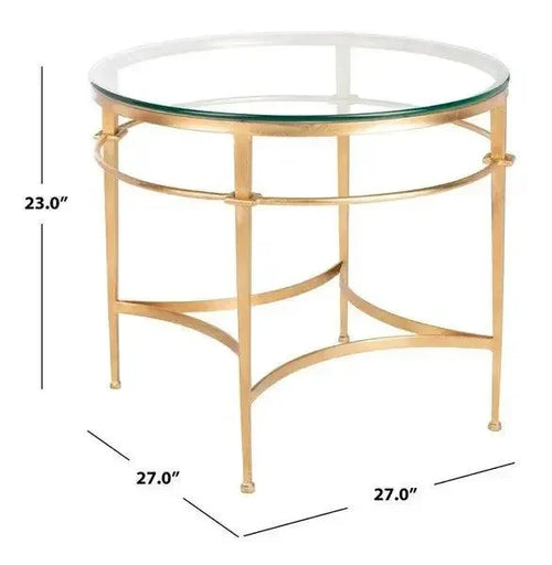 Ingmar Round Antique Gold Glass Side Table