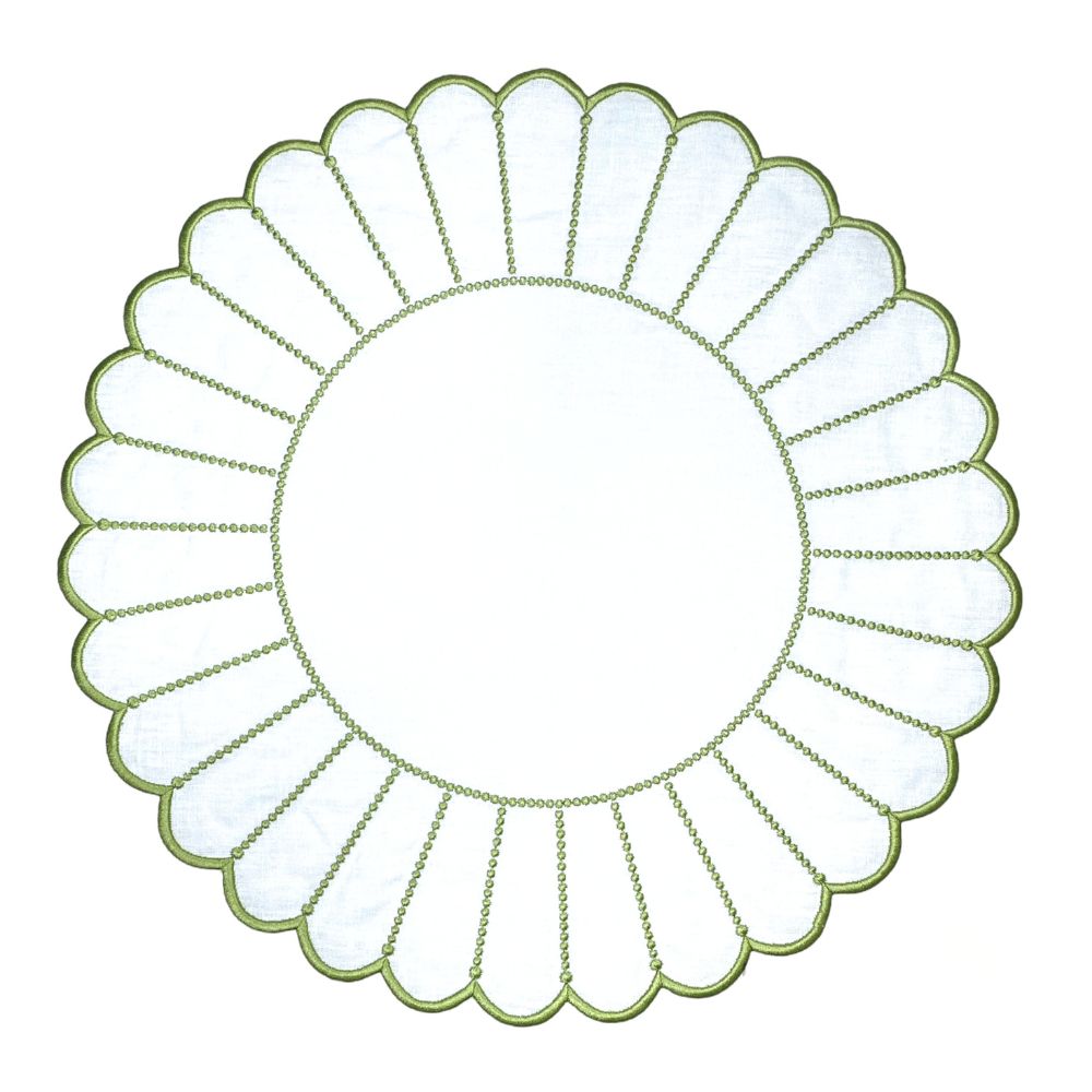 Studio Collection Pippa Linen Placemat in White and Green (Set of 4)