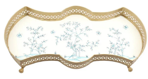 IVORY & BLUE SCALLOPED VANITY TRAY