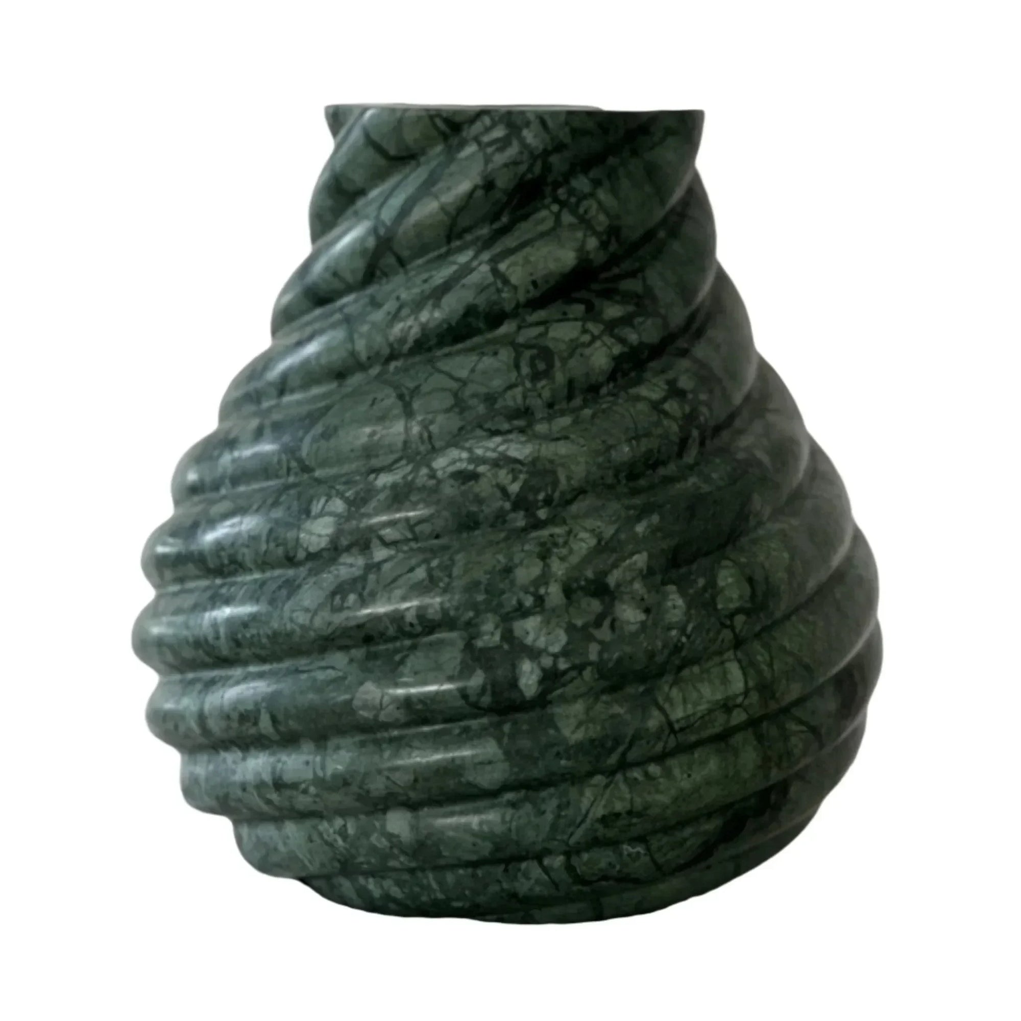 Large Marble Swell Vase in Emerald